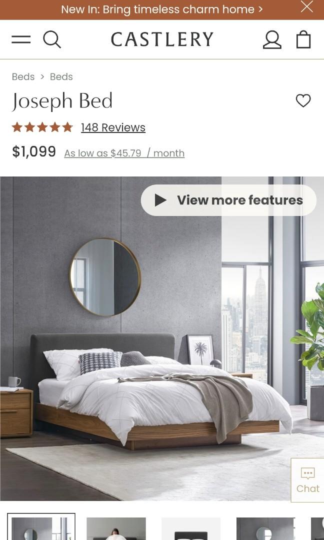 Castlery Joseph Bedframe ( King ), Furniture & Home Living, Furniture ...