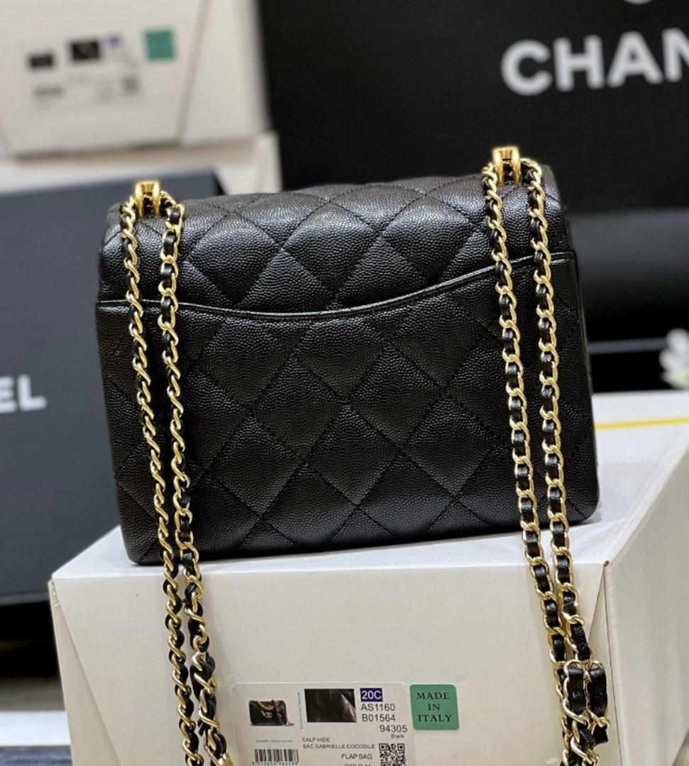 Chanel 22K Coco First Classic Flap Black Cavier Leather with Gold ...