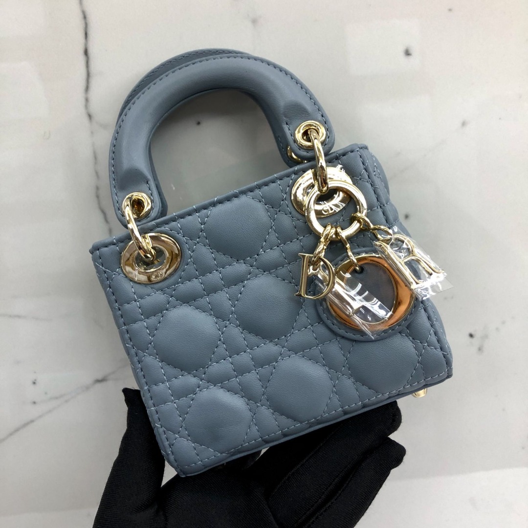 CHRISTIAN DIOR LADY DIOR BLUE LEATHER MICRO 2WAY SHOULDER BAG 227027383 ...