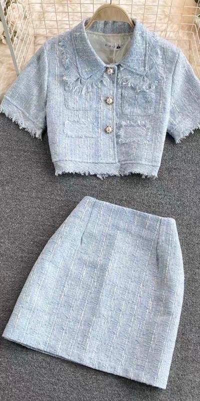 Classic Tweed Set Coord / Tweed Coordinates Top and Skirt, Women's ...