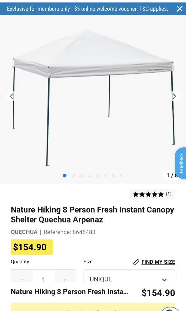 Dechatlon Nature Hiking 8 Person Fresh Instant Canopy Shelter Quechua ...