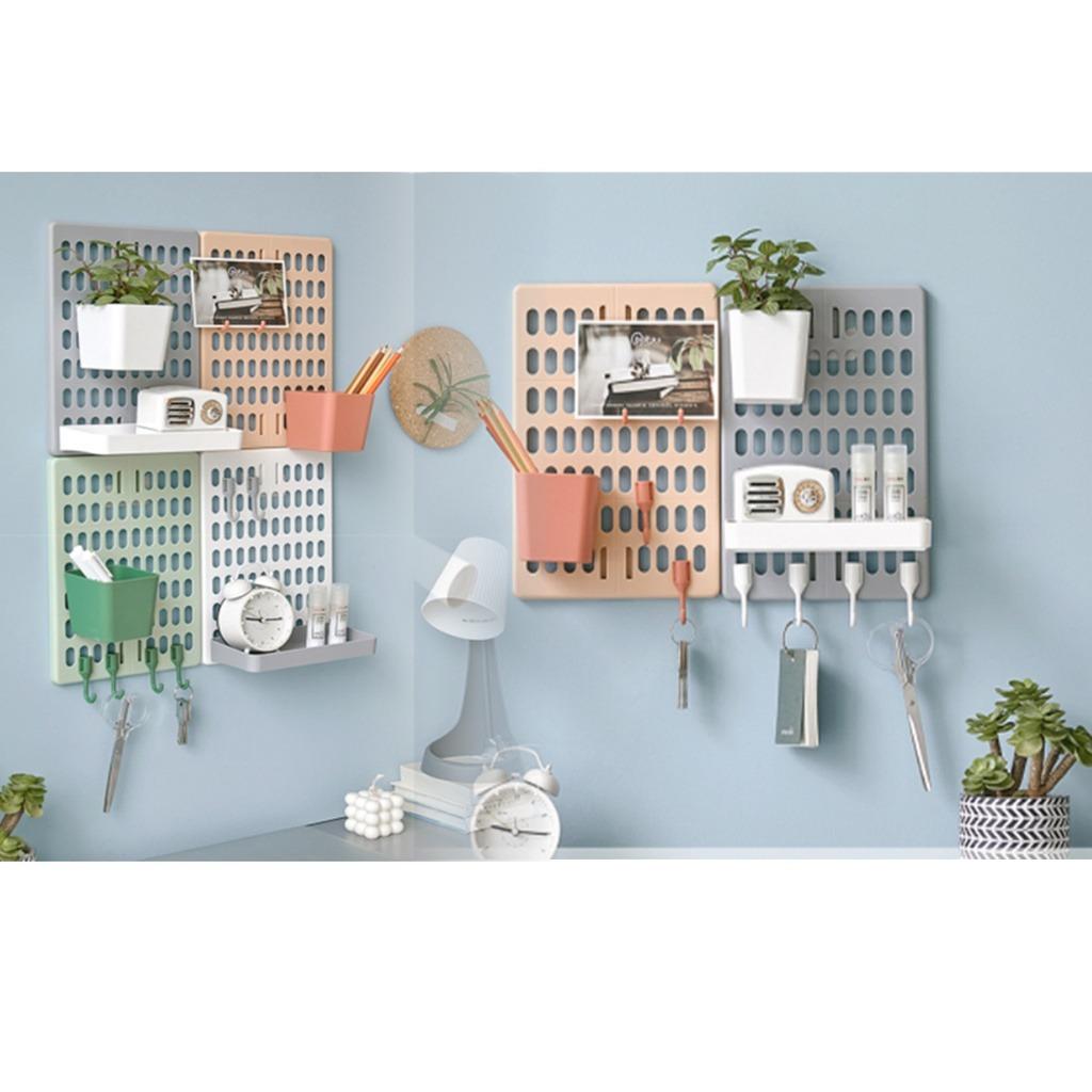 DIY Stick On Pegboard Modular Wall Mounted Rack Shelf / Accessories ...