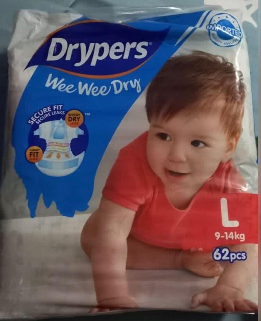 Drypers Wee Wee Dry L 62 pcs, Babies & Kids, Bathing & Changing ...