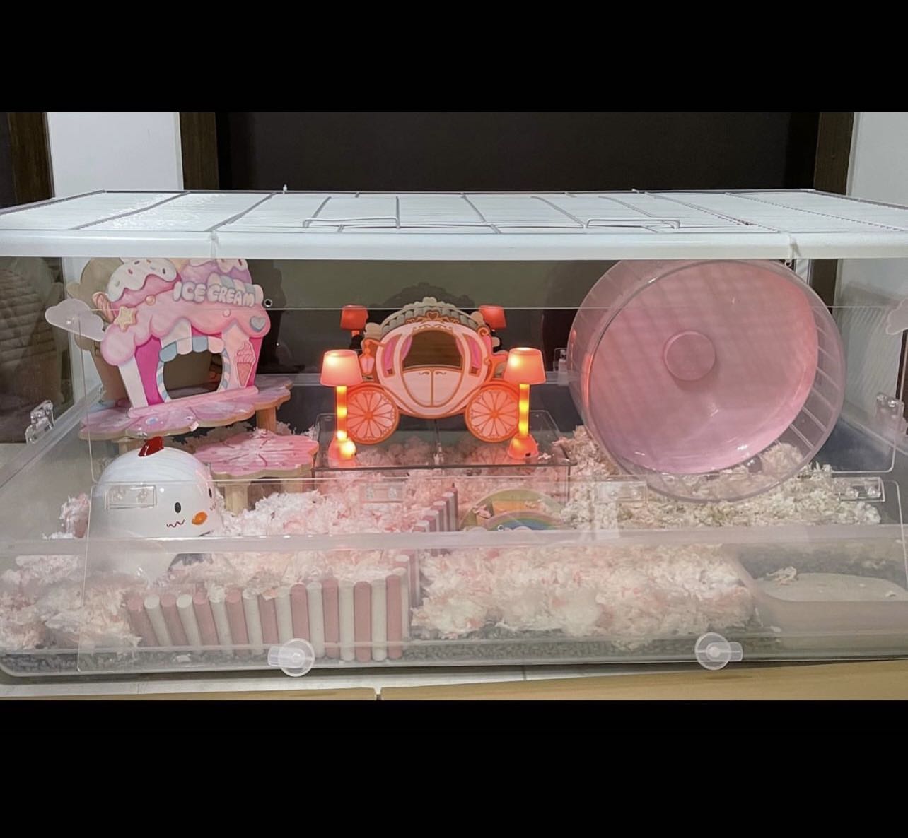 Hamster Acrylic Cage (all side) grill on top 100cm, Pet Supplies, Homes ...