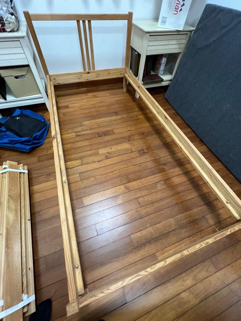 IKEA FJELLSE Single Bedframe with Free Mattress, Furniture & Home ...