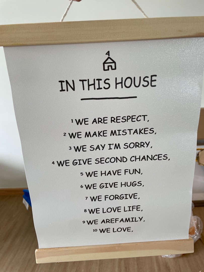 Wall decor - In this house rules (mailed), Furniture & Home Living ...