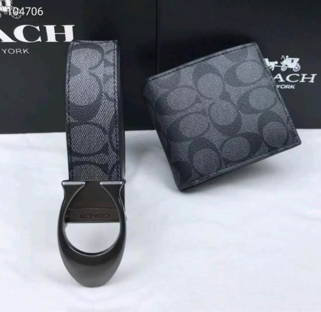 Instock! Coach men wallet and belt set, Men's Fashion, Bags, Belt bags ...