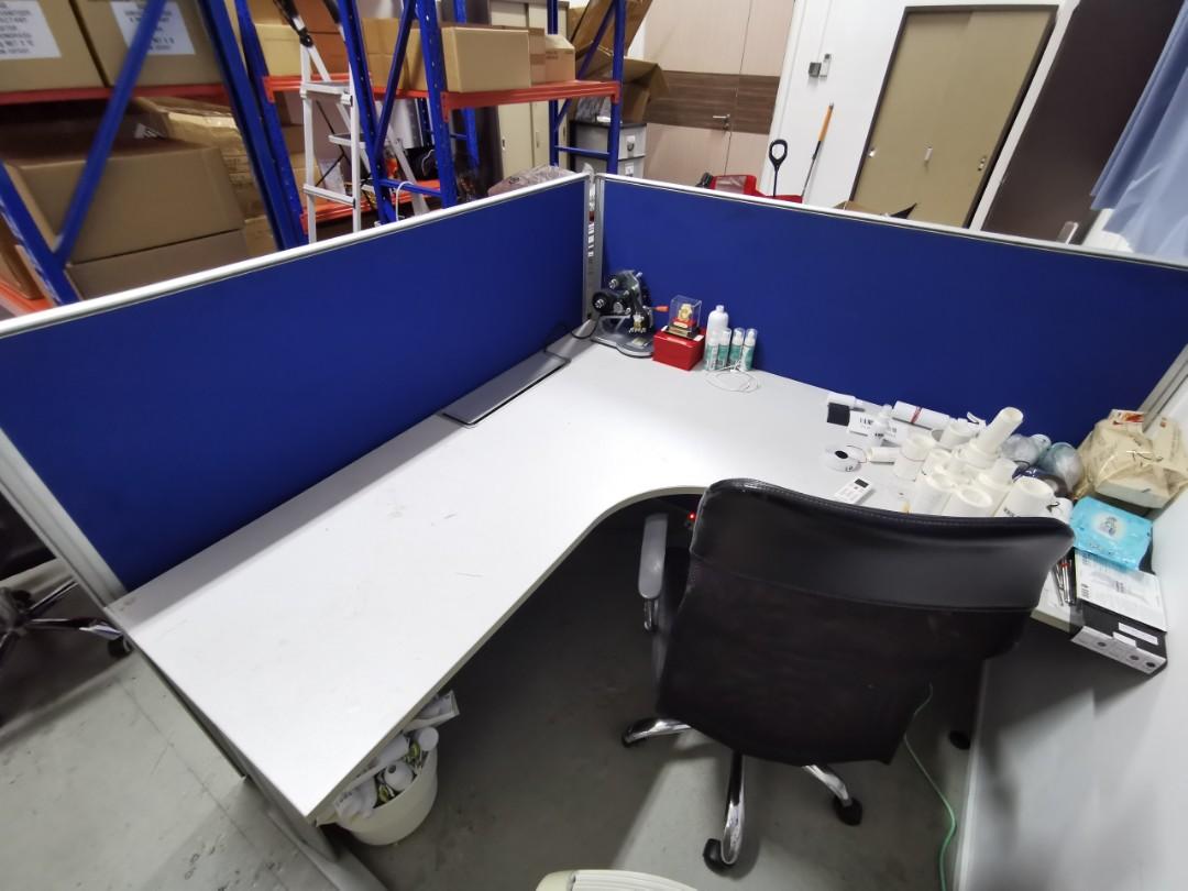 L shape partition with table, Furniture & Home Living, Furniture, Other ...