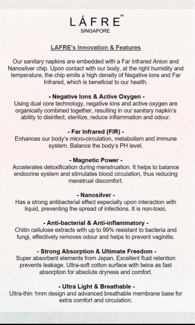 LAFRE premium sanitary pad, Beauty & Personal Care, Sanitary Hygiene on ...