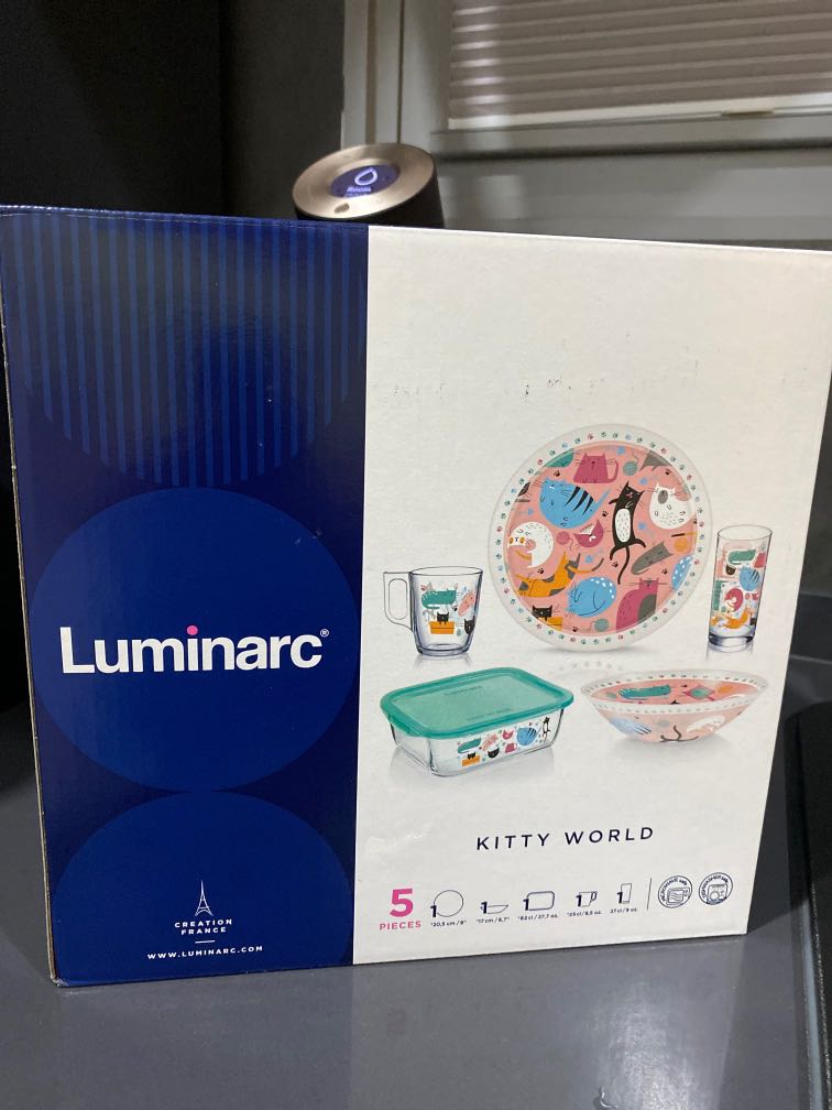 Luminarc 5 piece plates and glass set, Furniture & Home Living ...