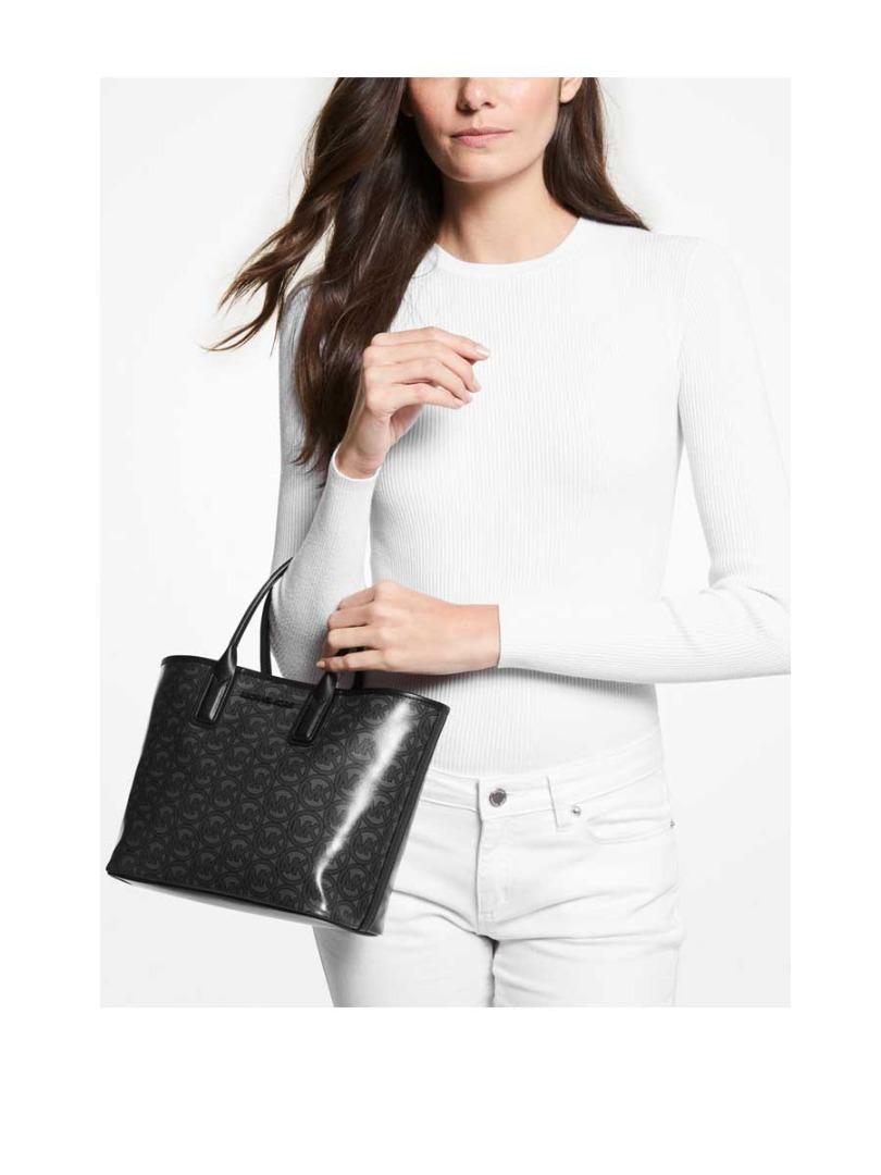 Michael Kors (MK) Jodie Small Jacquard Signature Tote Bag (Powder Blush ...