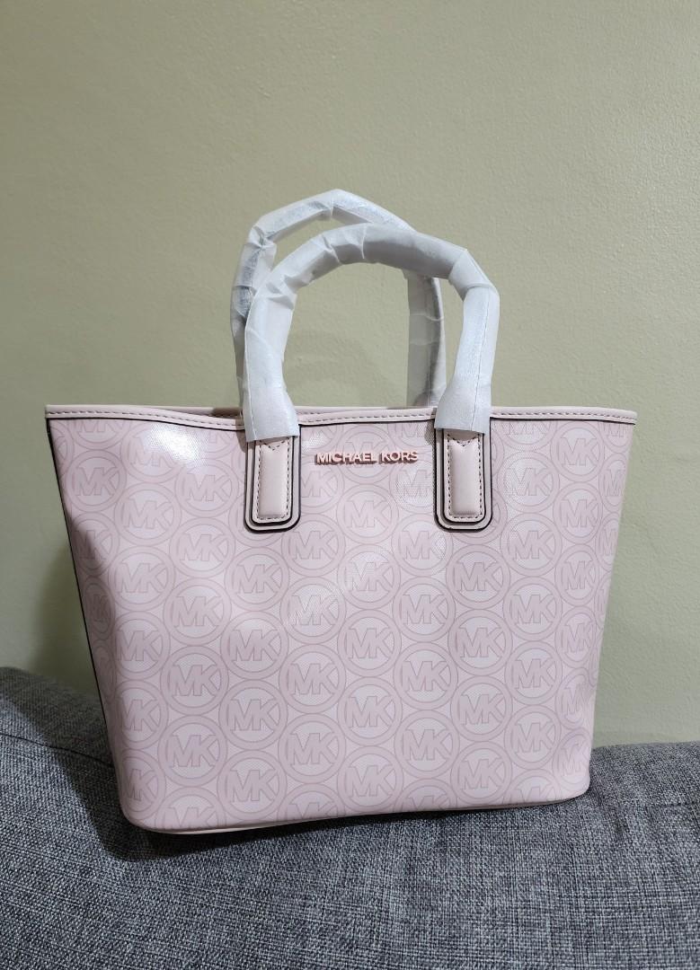 Michael Kors (MK) Jodie Small Jacquard Signature Tote Bag (Powder Blush ...