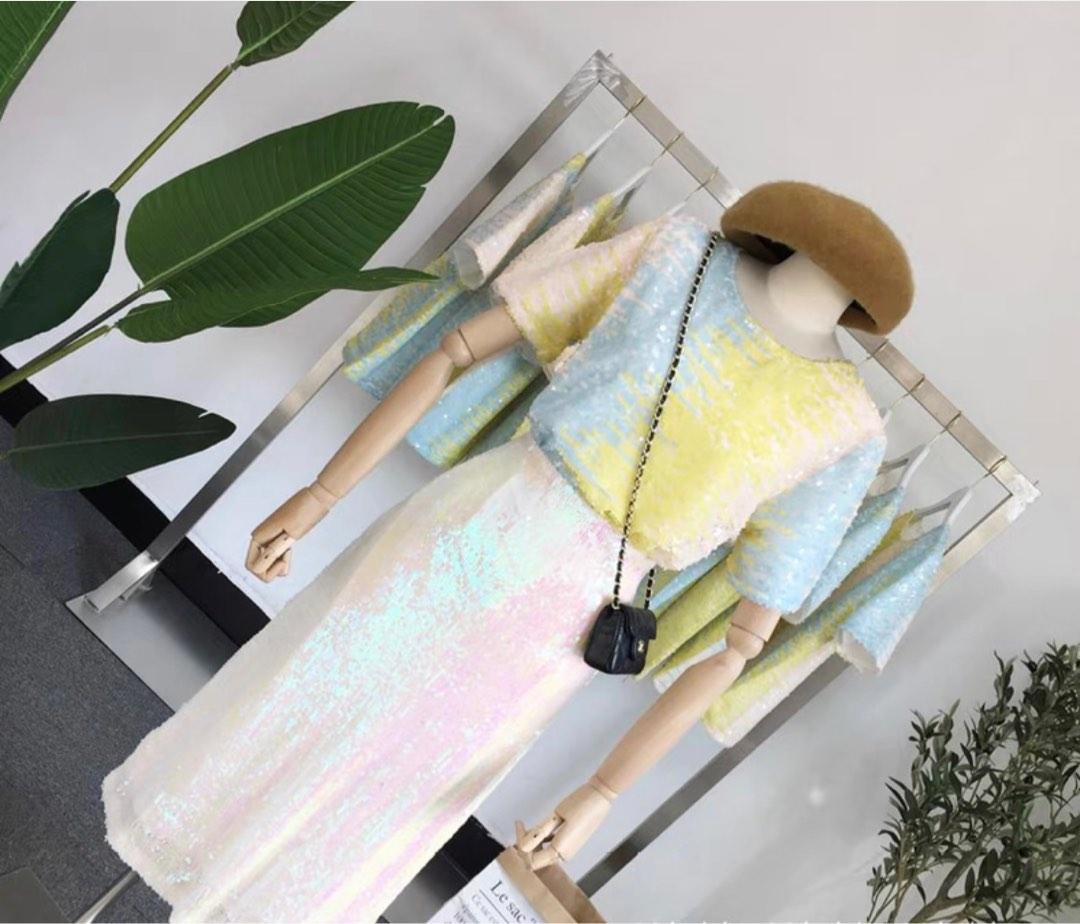 Multi colored sequin top, Women's Fashion, Tops, Blouses on Carousell