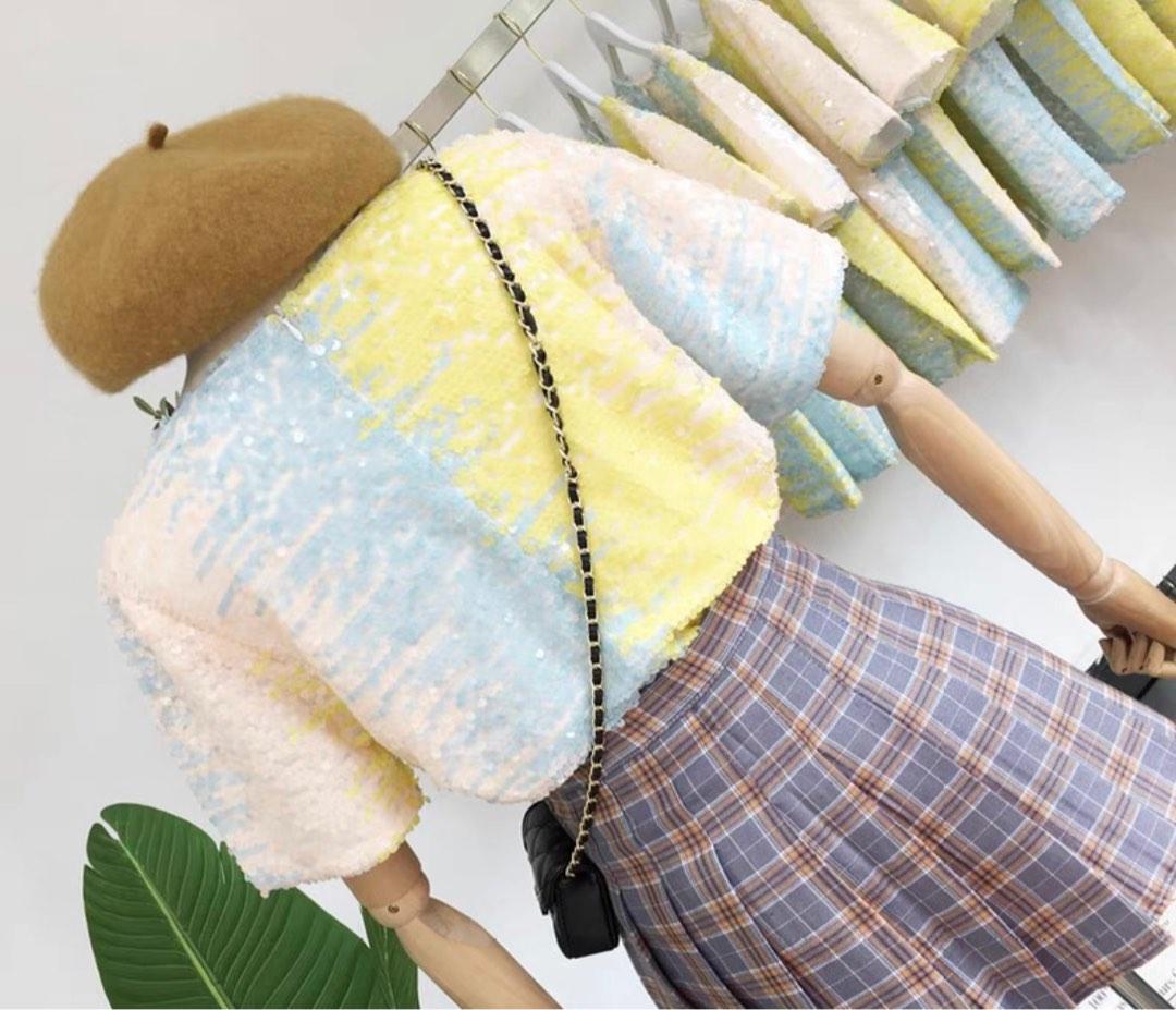 Multi colored sequin top, Women's Fashion, Tops, Blouses on Carousell