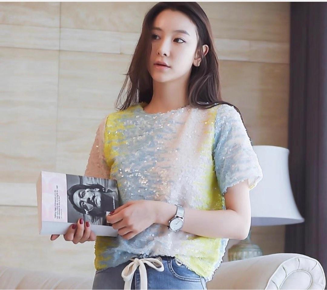 Multi colored sequin top, Women's Fashion, Tops, Blouses on Carousell