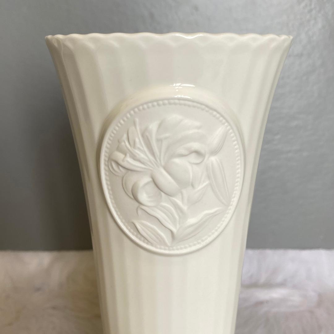 Narumi White Ivory Floral Embossed Vase, Furniture & Home Living, Home ...