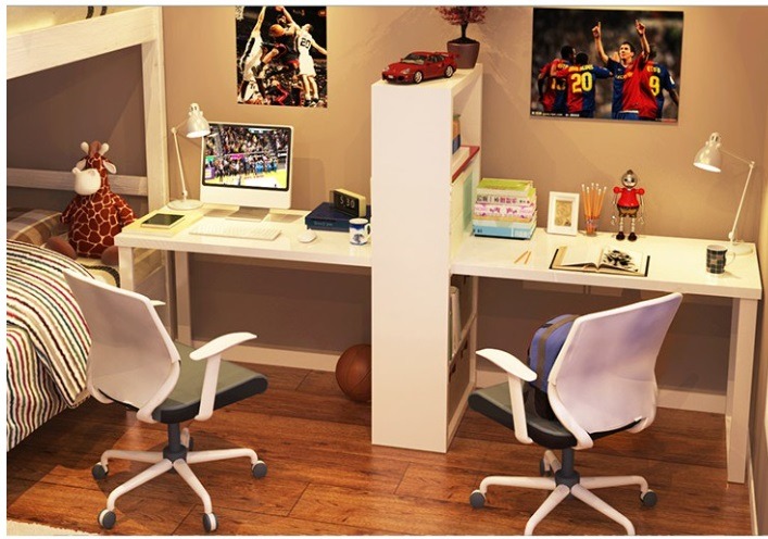 Office table Twin Study Table Workstaion computer table with bookshelf ...