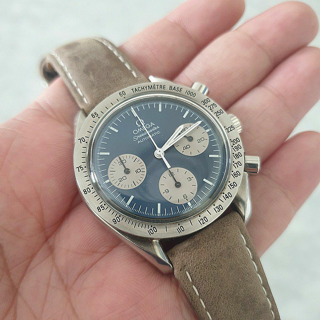 Rare Omega Speedmaster Reduced Automatic chronograph blue reverse panda ...