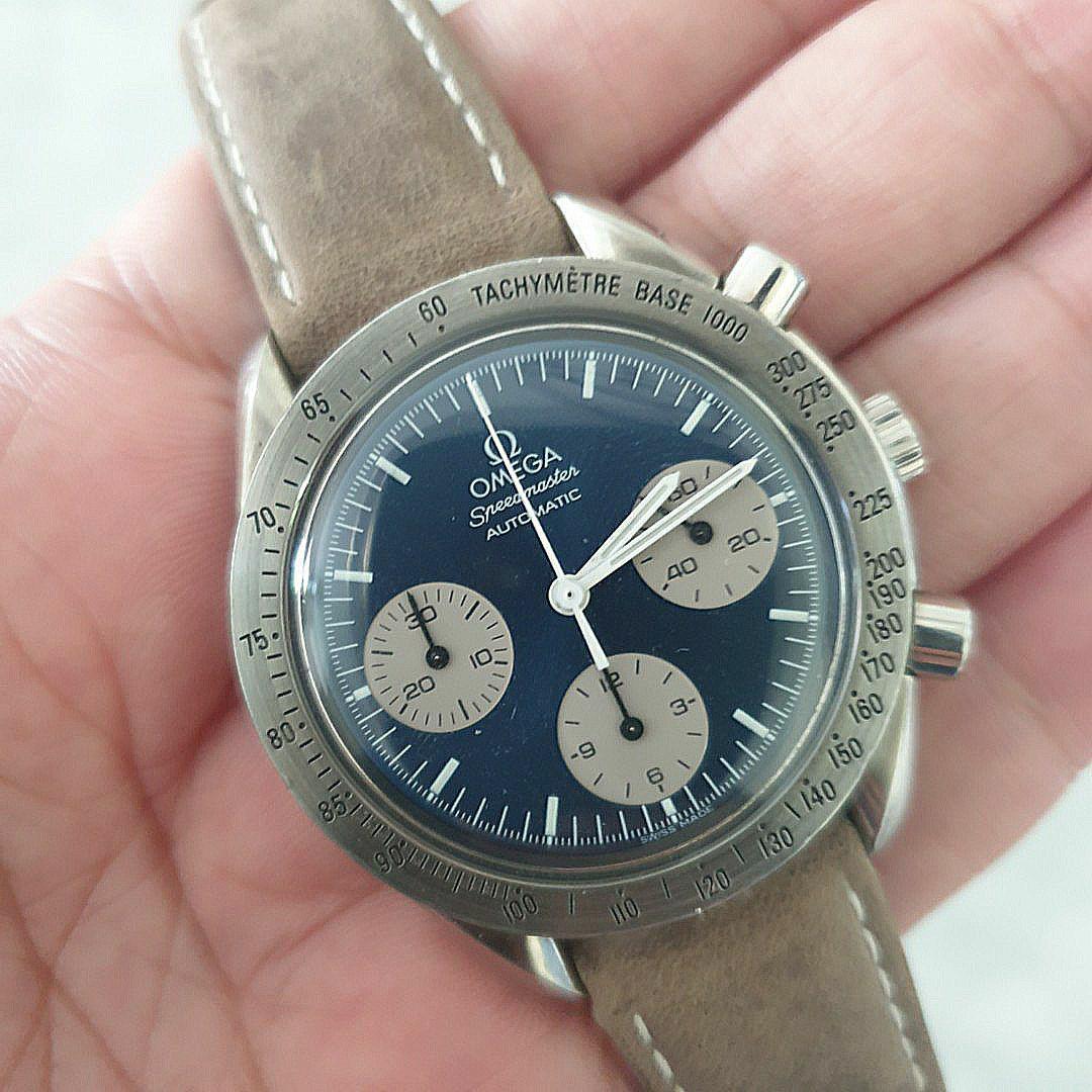 Rare Omega Speedmaster Reduced Automatic chronograph blue reverse panda ...