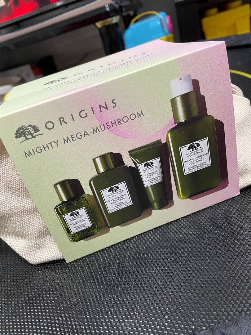 origins mighty mega-mushroom gift set with pouch , Beauty & Personal ...