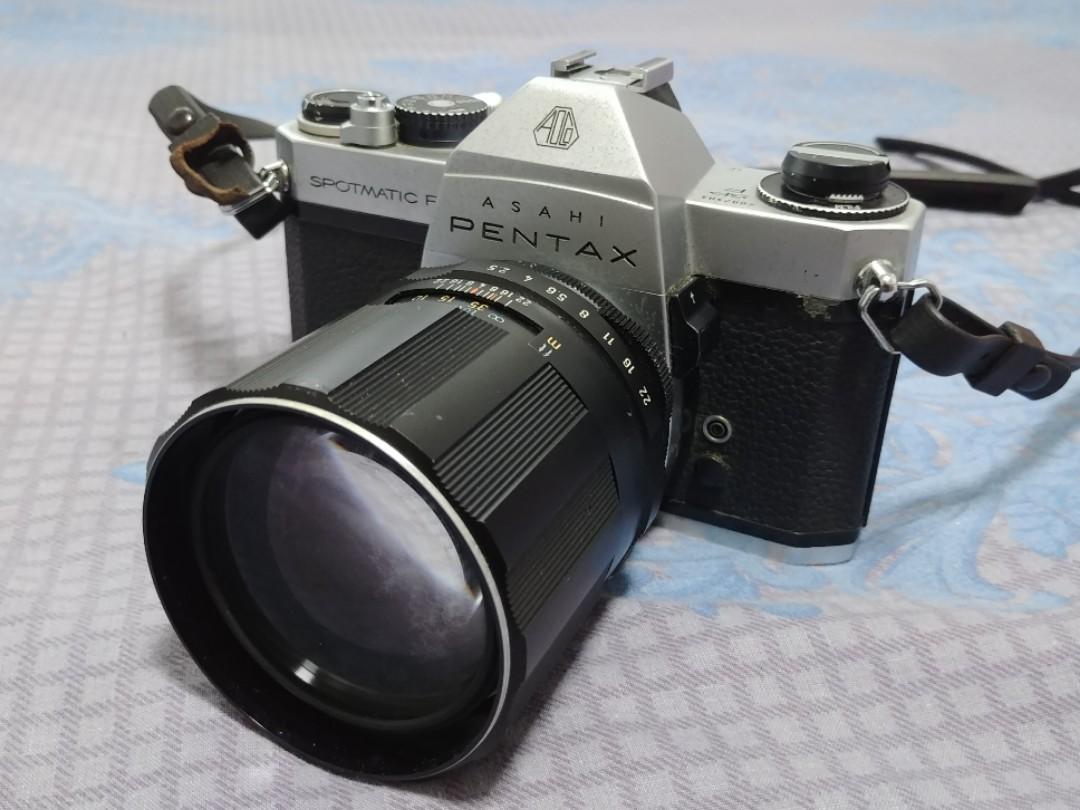 Pentax asahi spotmatic F + smc takumar 135mm f2.5 slr camera, Photography, Cameras on Carousell
