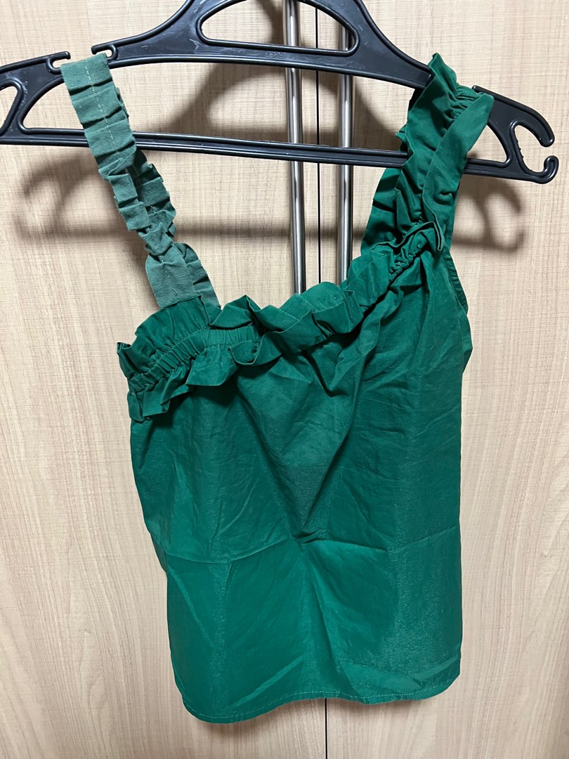 Plains and Prints Venus Cut Style Green Blouse, Women's Fashion, Tops ...