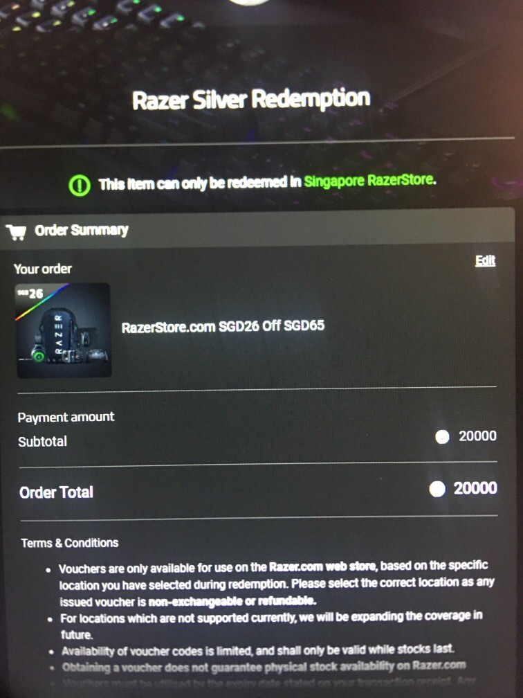 RAZER $26 VOUCHER MIN $65 SPENT, Video Gaming, Gaming Accessories, Game ...