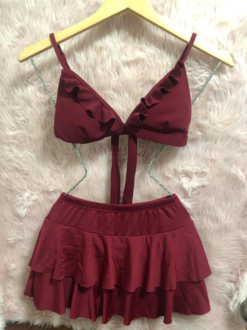 RED WINE SWIMSUIT, Women's Fashion, Swimwear, Bikinis & Swimsuits on ...