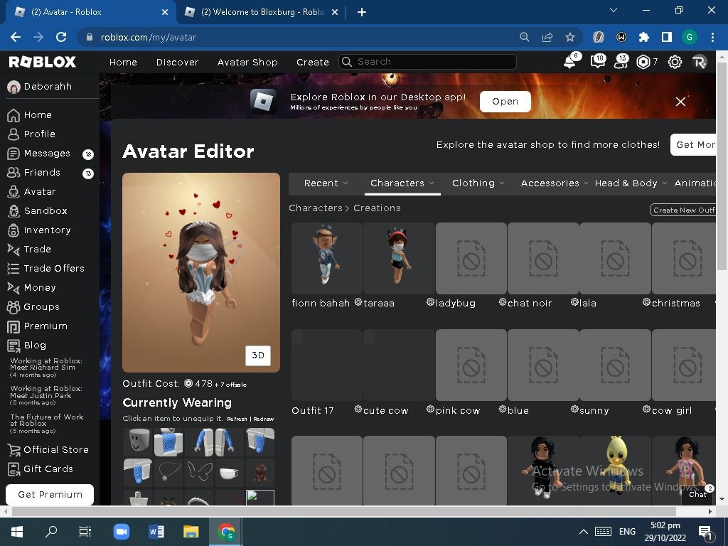 Roblox girl account (with bloxburg house) on Carousell
