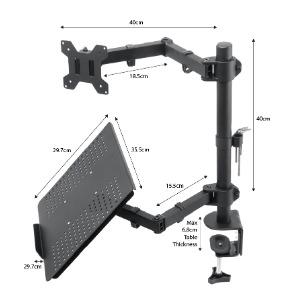 Standard Monitor Arm with Laptop Holder / Monitor Mount / Clamp / Desk ...