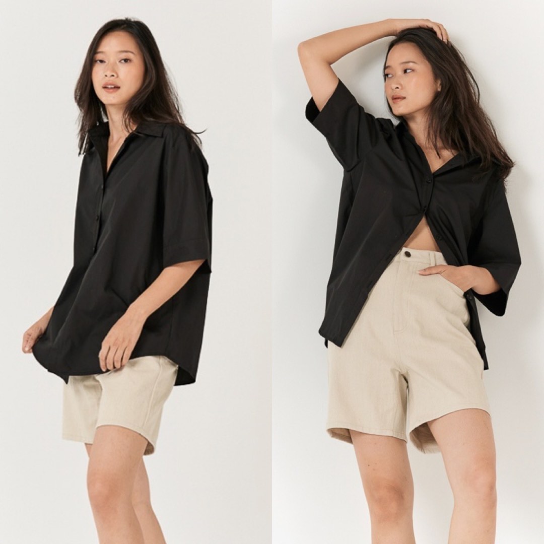 TCL Adrian Shirt in Black, Women's Fashion, Tops, Shirts on Carousell