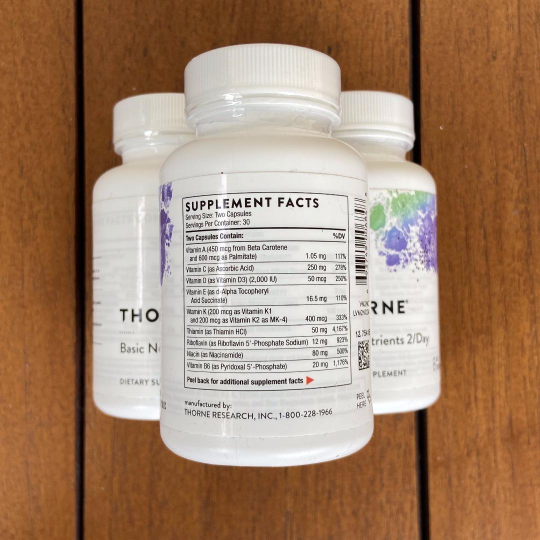 Thorne Basic Nutrient Multivitamin 2/Day Daily Supplement, Health ...