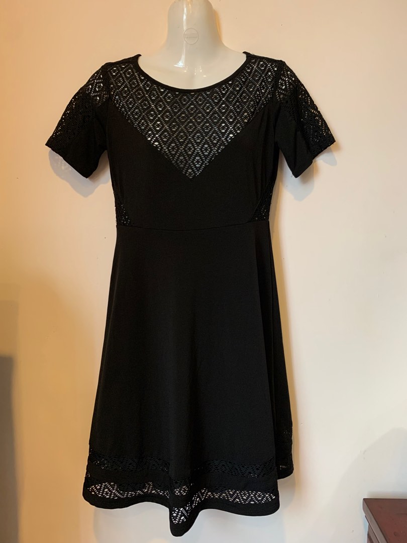 Tobi Lace Fit and Flare Skater Dress in Black, Women's Fashion, Dresses ...