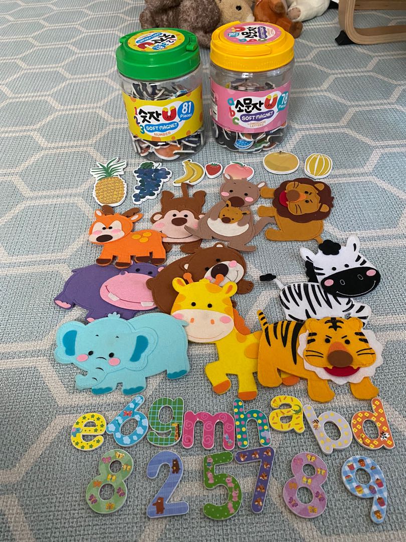 Topping Kids 4 in 1 Set -Felt Animals, Number, Alphabet and Fruit ...