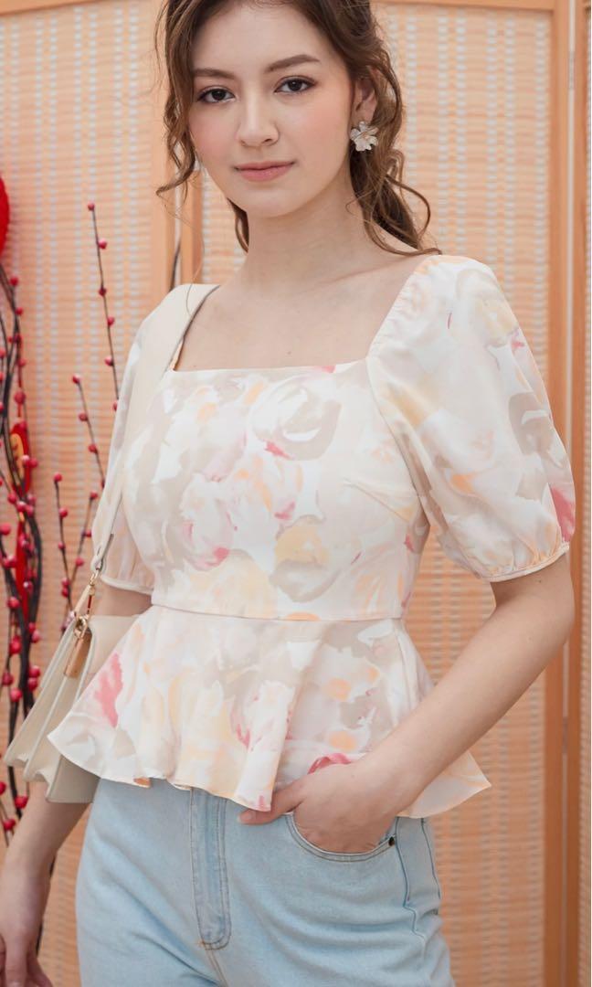 TVD Art Palette Peplum Top Pink, Women's Fashion, Tops, Blouses on ...