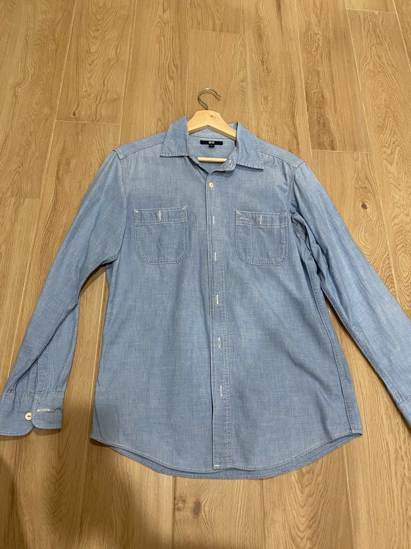 Uniqlo Denim Shirt, Men's Fashion, Tops & Sets, Formal Shirts on Carousell