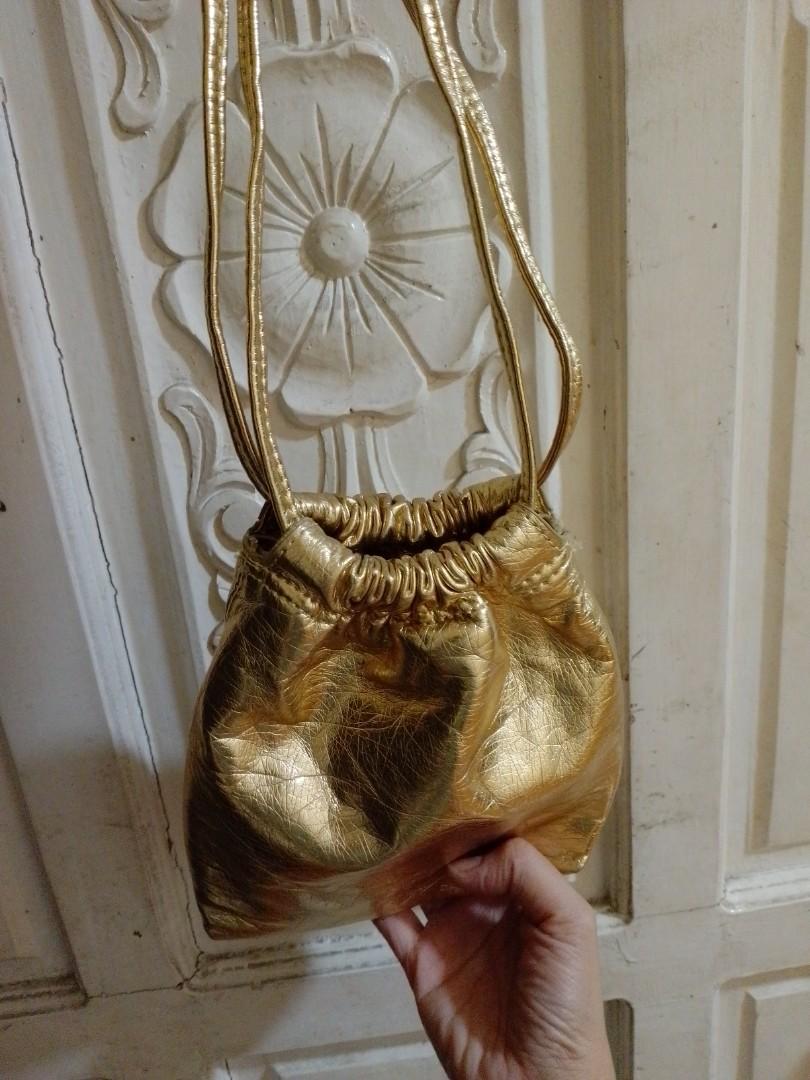 Zara Gold Bucket Bag, Women's Fashion, Bags & Wallets, Purses & Pouches ...