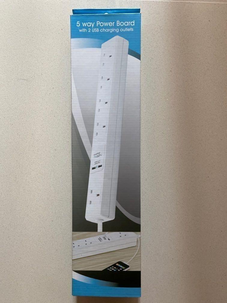 [1033] NORDSKY Electric 5 Way Power Board with 2 USB Charging Outlets ...