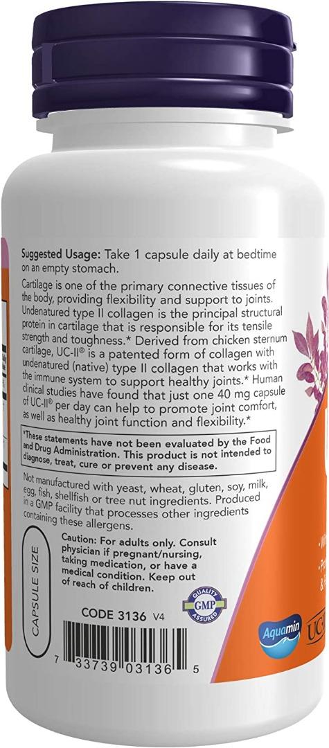 120 Veg Capsules - NOW Supplements, UC-II Type II Collagen with ...