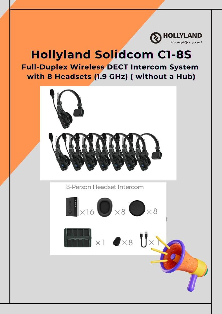 Hollyland 8 x Wireless headset Solidcom C1*8 intercom system, Audio ...