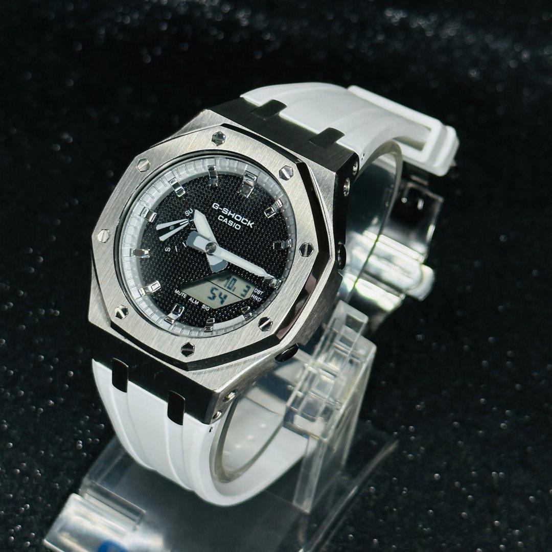 ⭐️⭐️ Authentic CasiOak GA-2100 in silver stainless steel bezel and ...