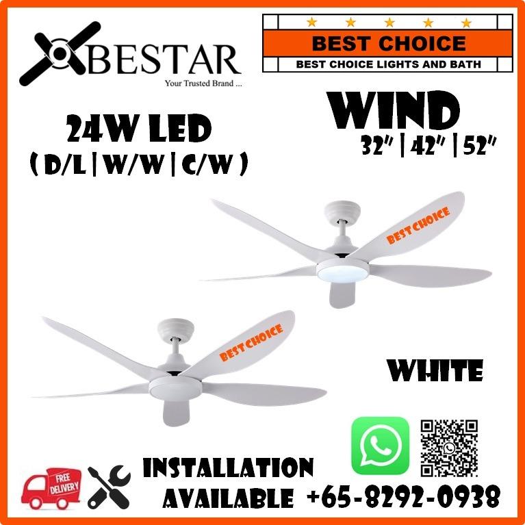 [ New Model ] Bestar Wind Ceiling Fan come with 32"|42"|52" + 24W 3 ...