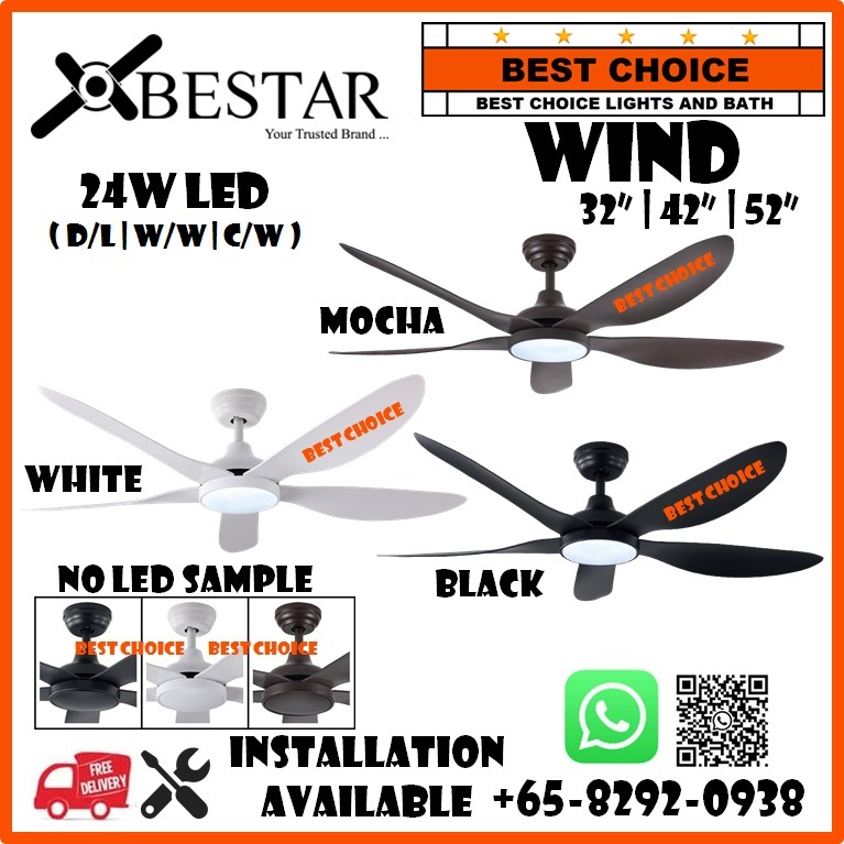 [ New Model ] Bestar Wind Ceiling Fan come with 32"|42"|52" + 24W 3 ...
