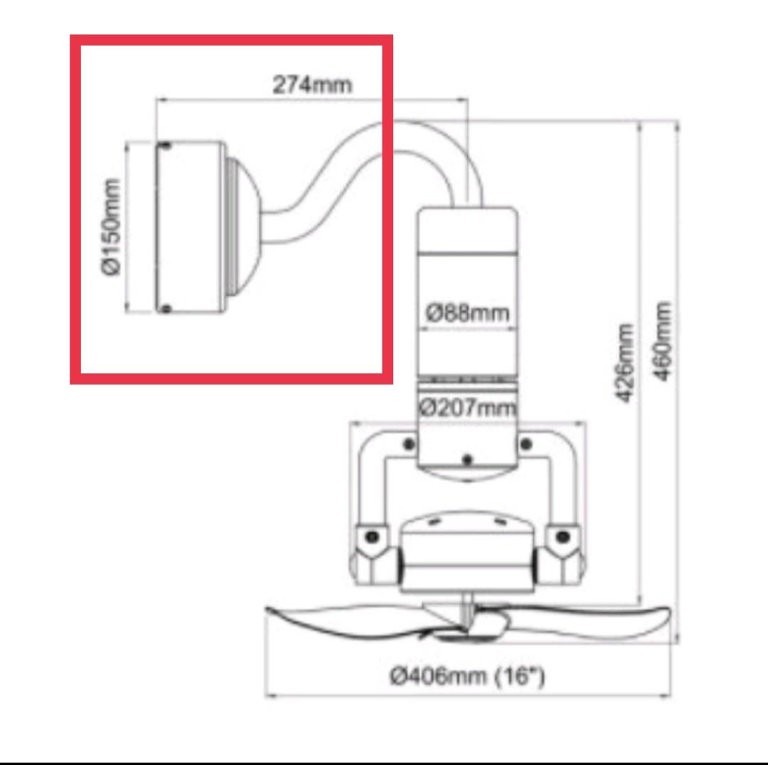 Wall Mount Only - Acorn Corner DC-360 16" Designer Fan, Furniture ...
