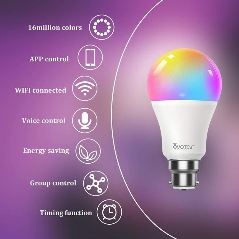 Alexa Light Bulb, Avatar Controls WiFi Smart Bulb B22 Bayonet RGBCW ...