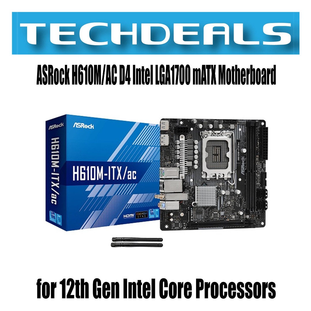 ASRock H610M/AC D4 Intel LGA1700 mATX Motherboard for 12th Gen Intel ...