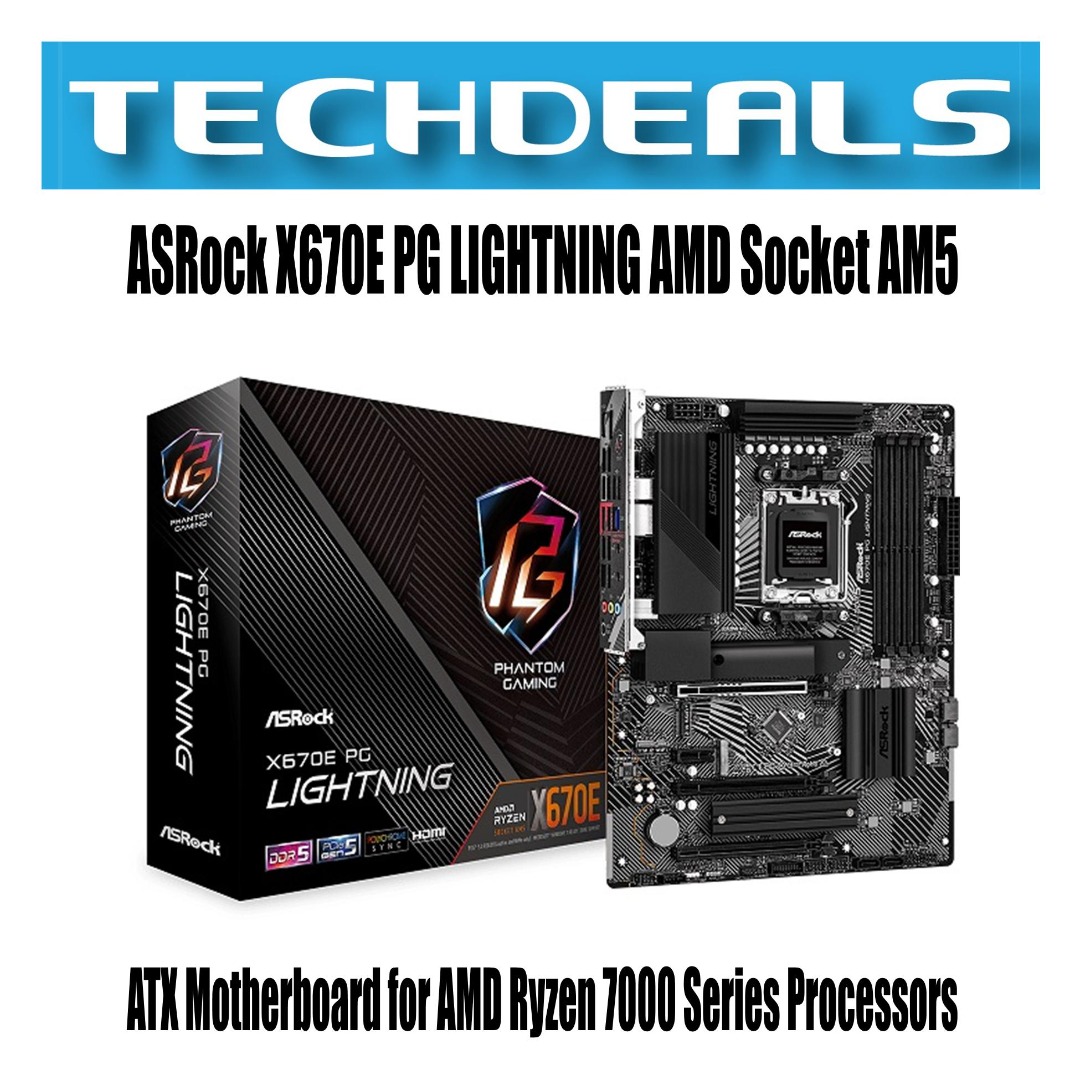 ASRock X670E PG LIGHTNING AMD Socket AM5 ATX Motherboard for AMD Ryzen ...