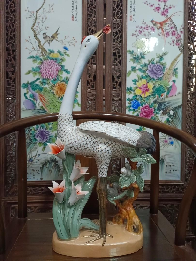 Big crane bird Chinese porcelain statue, Hobbies & Toys, Collectibles ...