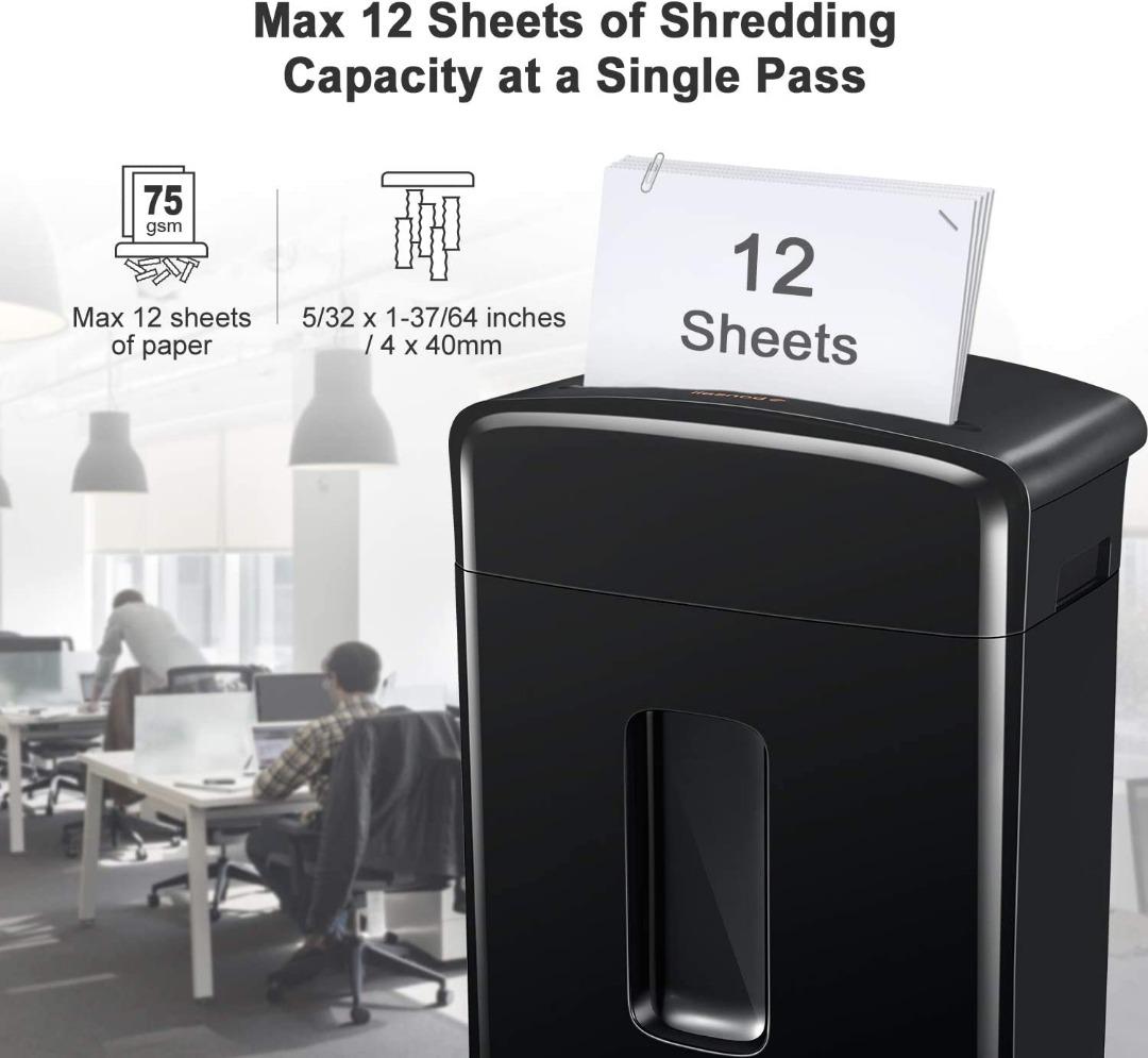 Bonsaii 12 Sheet Heavy Duty Cross Cut Paper Shredder for Office and ...