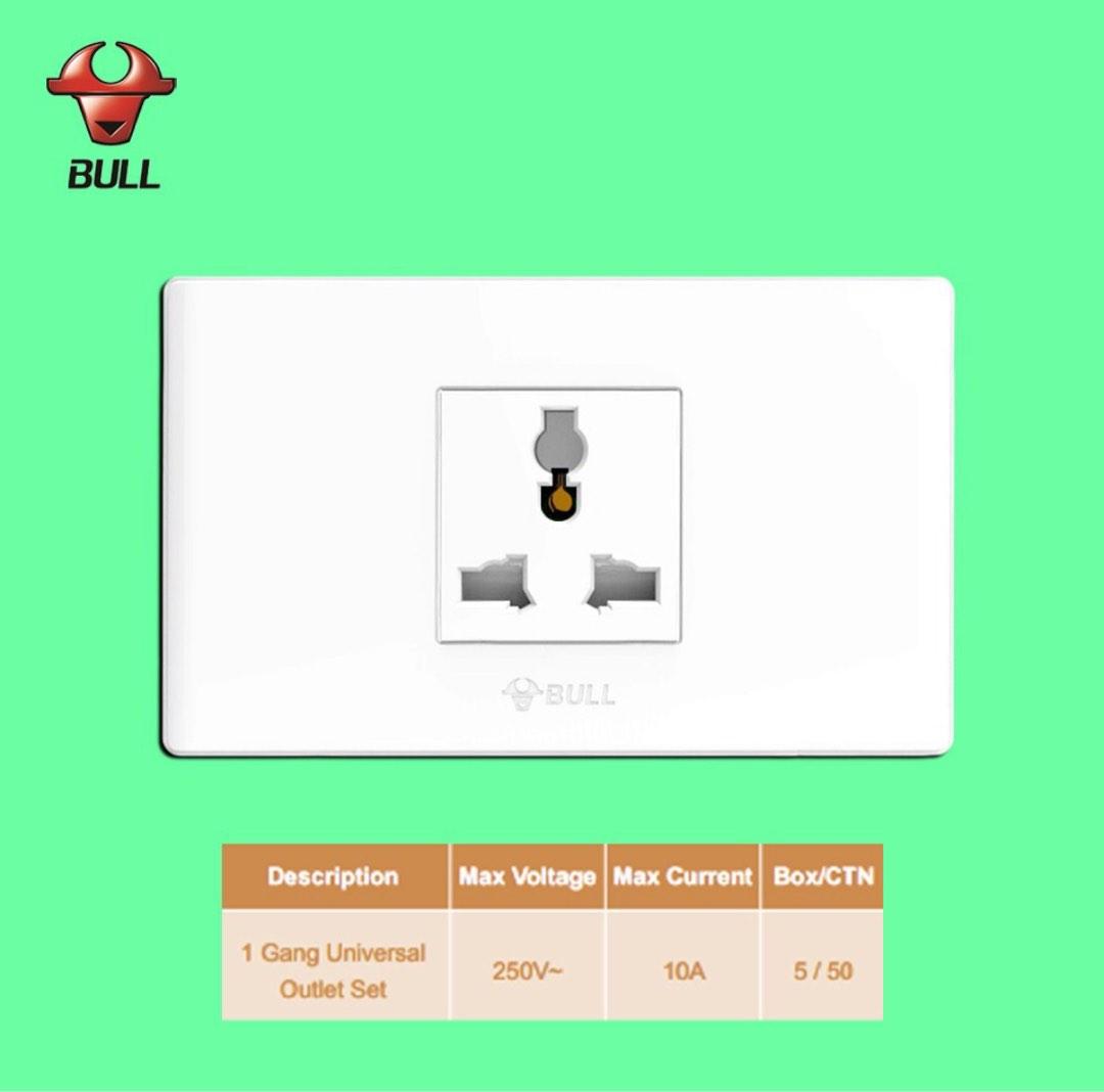 BULL 1 Gang Universal Wall Socket G04Z105, TV & Home Appliances ...